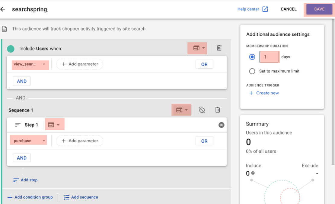 How to create a custom audience for Searchspring on Google Analytics 4 (GA4) – Searchspring Help ...