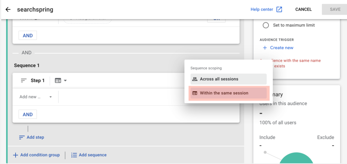 How to create a custom audience for Searchspring on Google Analytics 4 (GA4) – Searchspring Help ...